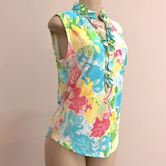 Gottex | Tops | Gottex G Lifestyle Monet Bright Multi Sleeveless Double ...